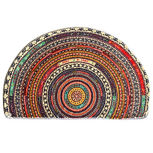 Half Round Door Mat,Semi Circle Bathroom Floor Rug,Mandala Boho Bohemian Non-Slip Welcome Entrance Way Absorbent Bath Mat,Microfiber Tufted Indoor Rug for Kitchen Living Room (Multicolor)