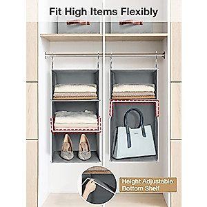 Yecaye Upgraded 7-Shelf Hanging Closet Organizers and Storage with 3 Drawers 4 Side Pockets, 2 Flexible 3-Shelf Closet Organizer System, Clothes Organizer Shelves for Bedroom Closet Rack