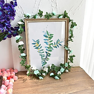 VIOCIWUO Artificial Rose Vine Plant 5 Pack 41 FT, Fake Flower Hanging Rose Ivy Garland for Home Kitchen Office Garden Wedding Art Decorations(Blue&White)