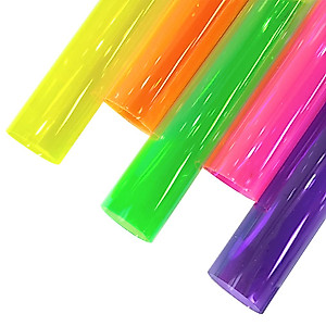 XHT 9 Pcs Clear PVC Vinyl, 21cmx30cm Fluorescent Solid Color Transparent Waterproof Film for Hair Bows Earrings Crafts