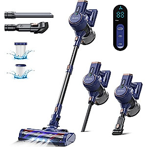 Voweek Cordless Vacuum Cleaner, 6 in 1 Lightweight Stick Vacuum Cleaner with 3 Power Modes, LED Display, Powerful Stick Vacuum Up to 45min Runtime, Vacuum Cleaner for Hardwood Floor Pet Hair Home Car