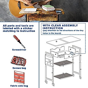 Slim Side Table with USB Ports and Outlets, Narrow End Table with Storage Shelf and Bag for Small Spaces 2 Sides Flip Top Nightstand with Charging Station Rolling Wheels for Living Room Bedroom Brown