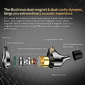 KZ D-Fi in Ear Monitor Headphones Dual-Magnet & Dual-Cavity Dynamic Driver Earphones HiFi Stereo Noise Isolation Earbuds with 4 Tuning Switches for Audio Engineers, Musicians(No Mic)