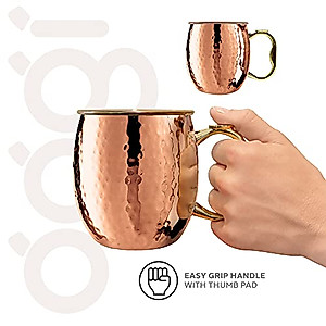 Oggi Moscow Hammered Copper Plated Mule Mug with EZ-Grip Handle, 20-Ounce, (9006)