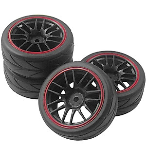 ShareGoo 12mm Hex Wheel Rims & OD 2.59" Rubber Tires for RC 1/10 On-Road Touring Car