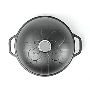 HAWOK Cast Iron Bread Oven with Cloche Lid, Dia.11.8inch/30cm, Sourdough Baking Pan Pre-seasoned Black