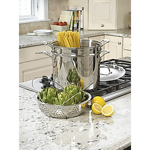 Cuisinart 4-Piece Cookware Set, 12 Quarts, Chef's Classic Stainless Steel Pasta/Steamer, 77-412P1