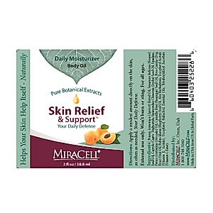 Miracell Skin Relief and Support, Apricot Kernel Oil, Coconut Oil, Sesame Oil Jojoba Oil, Avocado Oil, Camellia oil, Rosehip oil Vitamin E, Serum 2 oz