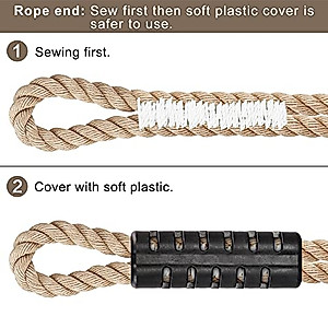 BeneLabel Tree Swing Rope, 39 inch, Hammock Tree Swing Hanging Strap, Heavy Duty Hook, for Indoor Outdoor Swing Hammock Playground Set Accessories, 1 Pcs, Off-White