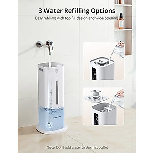 VAGKRI 12L Humidifiers for Large Room, Last 120 Hours, Cover up to 1000ft², Top Fill Ultrasonic Cool Mist Humidifier, 3 Mist Level, 24H Timer, Essential Oil Diffuser Humidifiers For Bedroom, Home