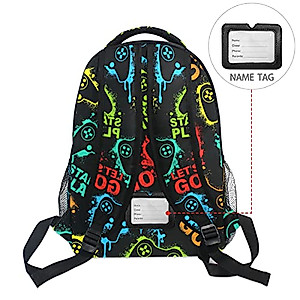Fisyme Colorful Video Game Backpack Laptop Bag Daypack Travel Hiking School Backpacks for Men Women Kids Girls Boys