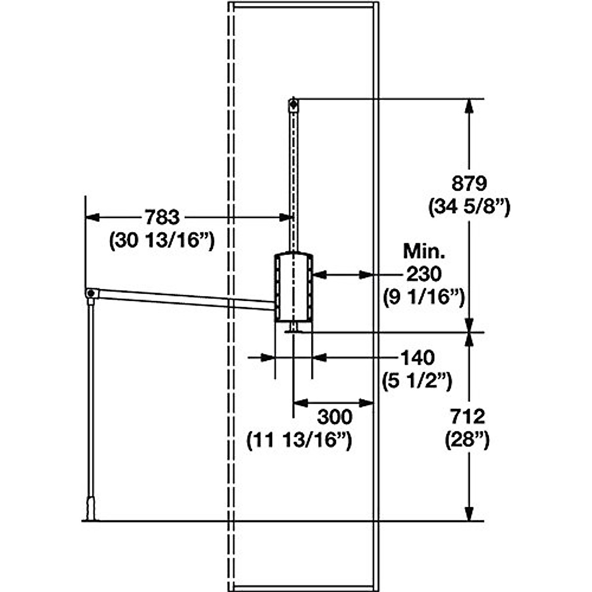 Pull Down Closet Rod, 26 lbs load capacity (Black powder-coated, 26" - 35 1/16")
