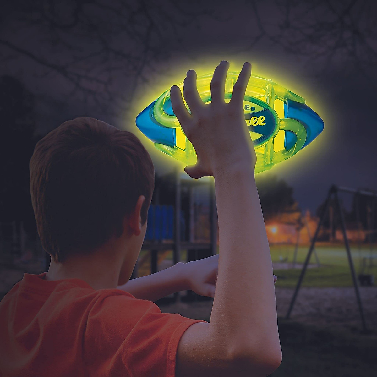 Tangle NightBall Glow in the Dark Light Up LED Football, Green with Blue