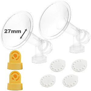 Nenesupply Pump Parts with 27mm flanges Compatible with Medela Breastpumps Incl. Flange Breastshield Valve Membrane for Pump in Style Symphony Swing Not Original Medela Pump Parts