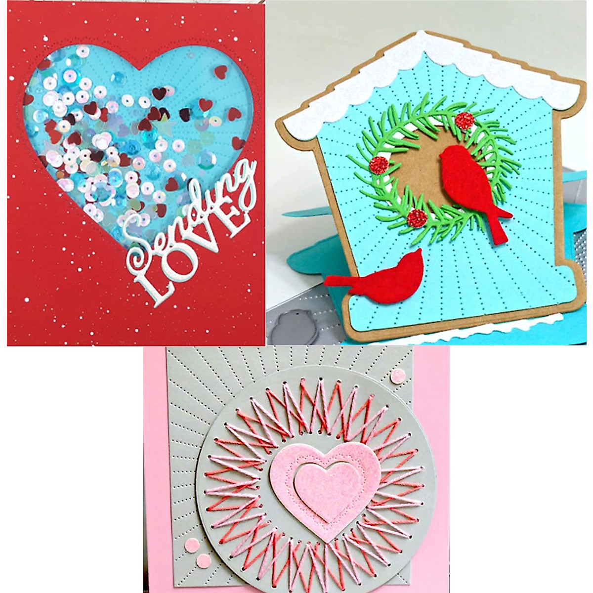 Ammsochy Cutting Dies Rectangular Metal Stencils Scrapbooking Tools DIY Craft Carbon Steel Embossing Template for Paper Card Making Album Arts Crafts Supplies (Diamond and Oval Flower Set)