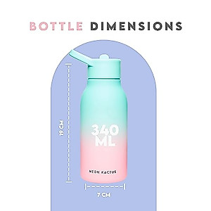 Neon Kactus Tritan Kids Bottle | Kids Water Bottle for School, Travels, Sports | Boys & Girls Drinks Bottle with Straw Lid and Handle | BPA-Free, Reusable, & Dishwasher-Safe | Twist & Shout, 340ml