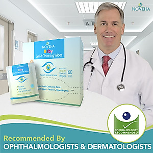 NOVEHA Baby Eyelid & Lash Wipes | Safe & Natural Pack of 60 Pre-moistened Wipes