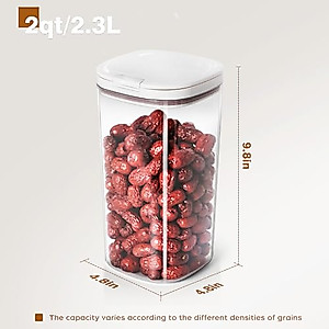 LivLab Mker Airtight Food Storage Containers, BPA Free Plastic Cereal Containers with Lid for Kitchen Pantry Organization, 2.3L / 2 Qt Cereal Dispenser for Grain, Rice, Snacks and Candy,White