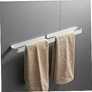 Garneck Wall Mounted Towel Rack Towel Holder Rack Bath Towel Bar Bathroom Mounted Towel Mount Clothing Mounted Towel Mounted Hooks Cabinet Hooks White Aluminum Alloy