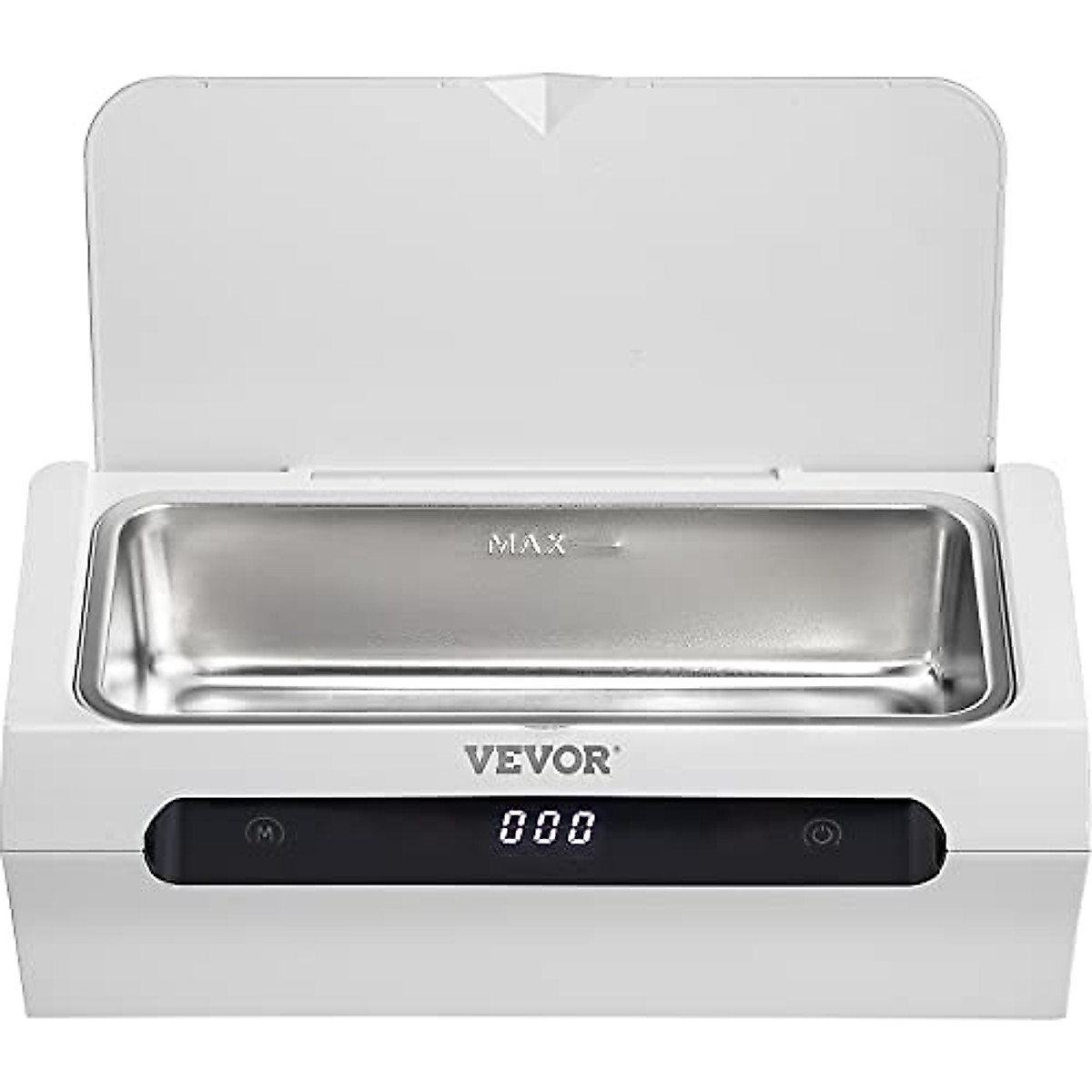 VEVOR Ultrasonic Jewelry Cleaner, 45kHz 500ml, Professional Ultrasonic Cleaner w/ 4 Digital Timer & SUS 304 Tank, Cleaning Basket Included, Ultrasonic Cleaner Machine for Jewelry Watches Coins, White