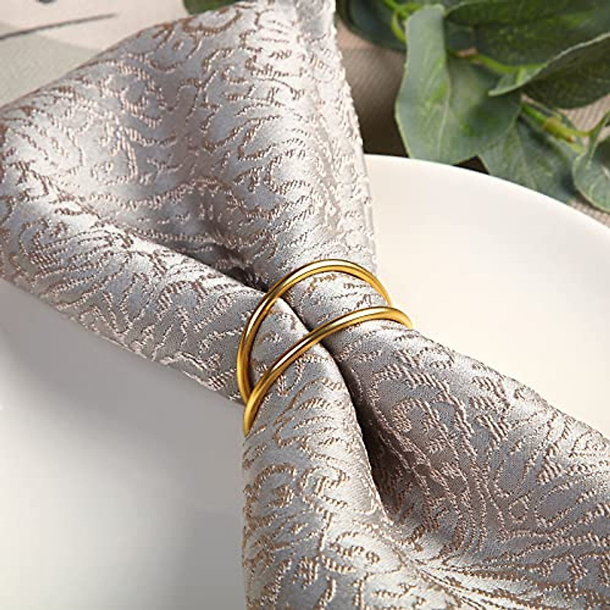 12 Pieces Gold Napkin Rings Metal Spiral Napkin Rings Buckles Simple Alloy Napkin Rings Serviette Napkin Holder Ring for Weddings, Receptions, Dinner Party, Banquet, Buffet Table Decor (Gold)