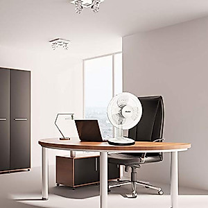 PELONIS FT30-15H Portable 3-Speed 12-Inch Oscillating Table Air Circulation Fan, White, 15 Inch TableFan