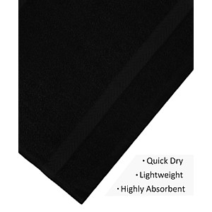 COTTON CRAFT Simplicity Bath Towels Set -7 Pack- 27x52-100% Cotton Bath Towel - Lightweight Absorbent Soft Easy Care Quick Dry Everyday Luxury Hotel Spa Gym Shower Beach Pool Camp Travel Dorm - Black