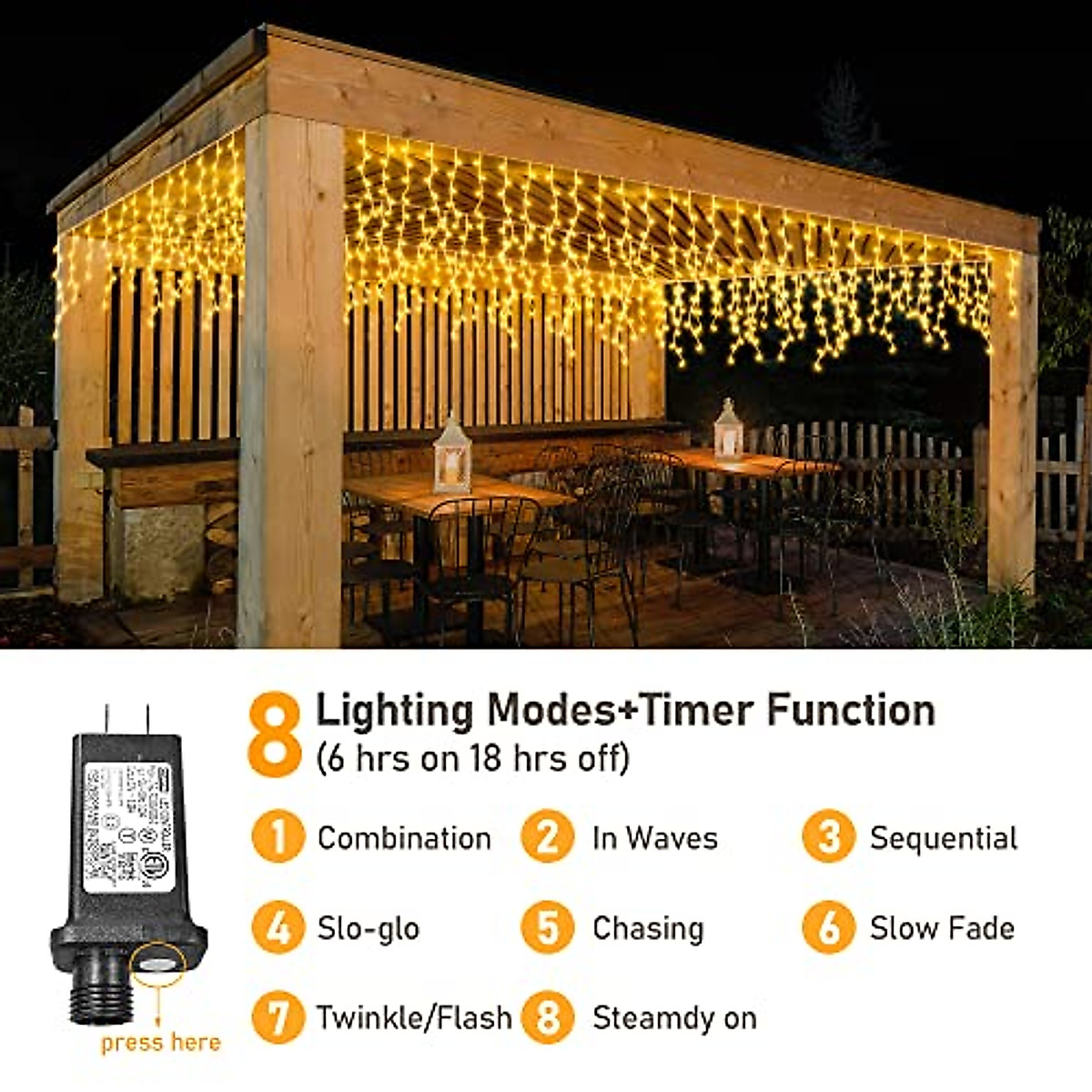 GYLEFY Christmas Lights Outdoor, Icicle Lights 98.4FT Curtain Lights 1200LED Connectable String Lights Waterproof Fairy Lights with Plug for Xmas Wedding Party Garden Indoor Decor - Warm White
