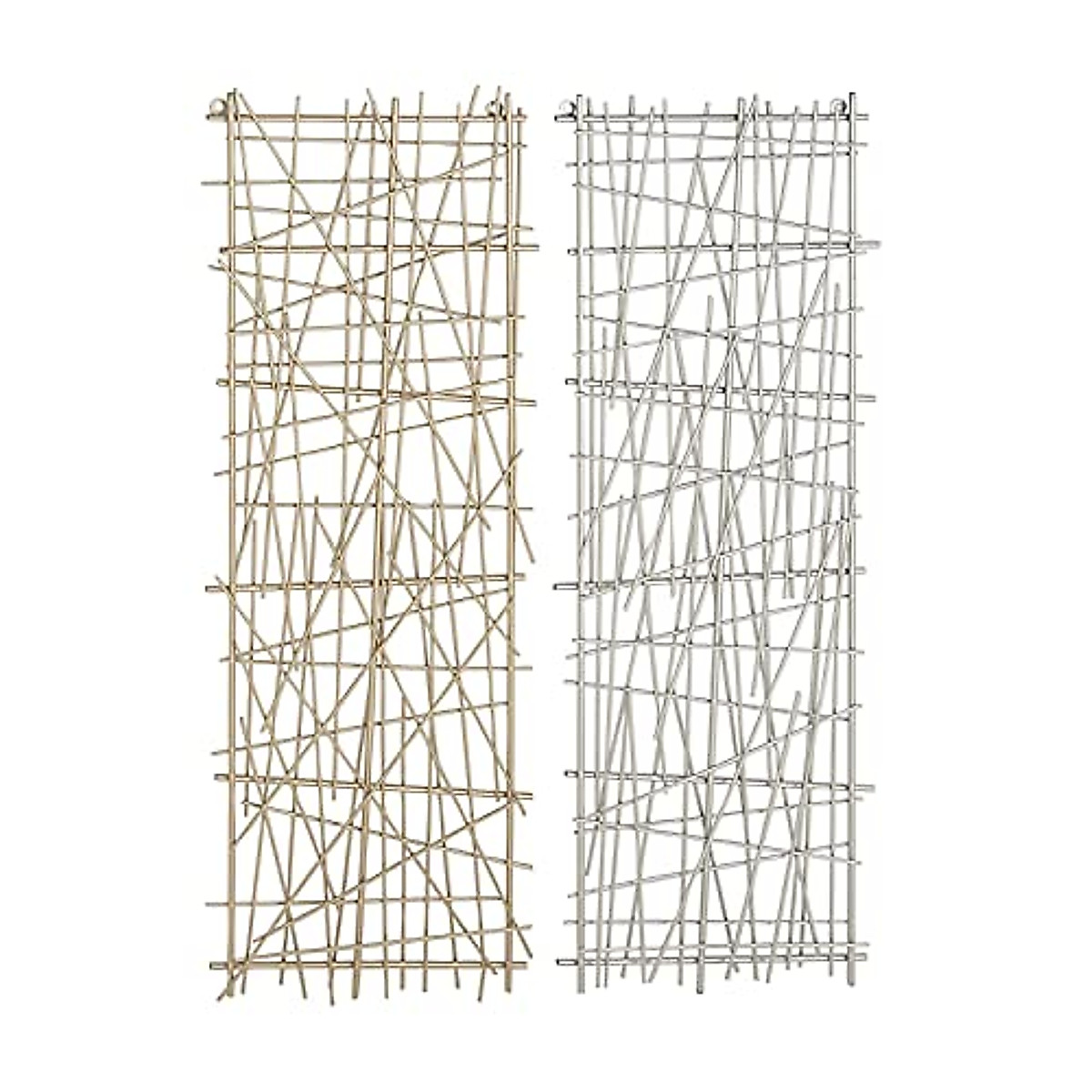 CosmoLiving by Cosmopolitan Metal Geometric Overlapping Lines Wall Decor, Set of 2 13"W, 36"H, Multi Colored
