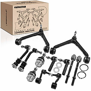 A-Premium Set of 12, Front Upper Control Arm, Lower Ball Joint, Inner Outer Tie Rod End, Front & Rear Sway Bar Link, Compatible with Dodge Durango 2004-2009, Chrysler Aspen 2007-2009