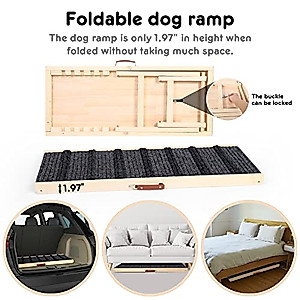 TOFUUMI Dog Ramp for Bed, Car Ramp, Folding Pet Ramp, Dog Stairs, Cat Ramp, Portable Dog Steps Suitable for Elevated Surface Between 15"-22" for Small and Medium Dogs (39 inches)
