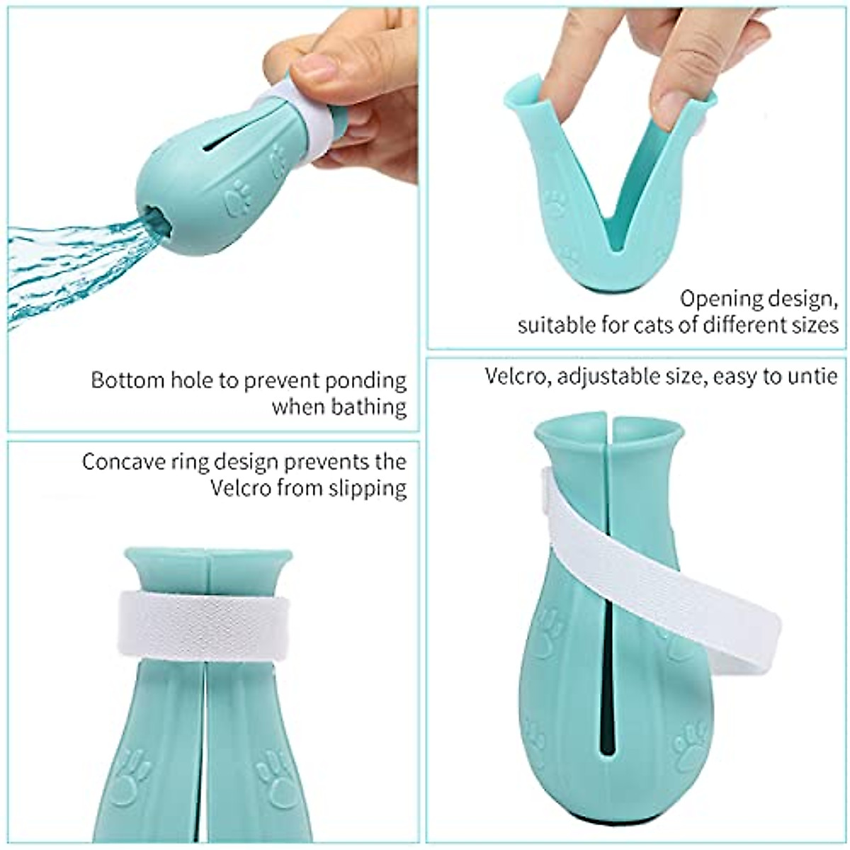 4Pcs Cat Boots for Cats Only Paw Covers Protectors Claws Shoes Paws Wound Boot Silicon Anti Scratch Cat Mittens for Bathing, Nail Clipping, Ears Cleaning, Treatment