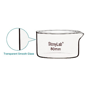 stonylab Crystallizing Dish with Spout and Heavy-Duty Rim, Borosilicate Glass Reusable Crystallizing Dishes for Crystallization and Evaporation, 300ml Capacity OD 100mm