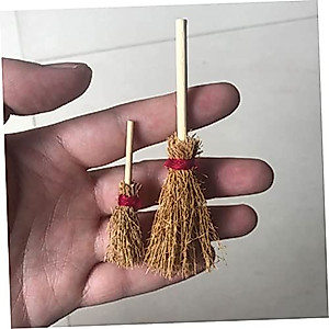 JOINPAYA 8 Pcs Mini Wooden Broom Ornament Tabletop Decor Miniture Decoration Mini Wizard Broom Witch Broom Mini Accessories Craft Brooms Mini Miniature Broom Decor Mini Decor Red