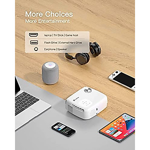 FunFlix Projector with WiFi and Bluetooth, 12000L/1080P Movie Projector Mini Portable Projector 300" Display, Support 4K, Built-in HiFi Speaker, Compatible HDMI/USB/PC/TV Box/iOS & Android Phone