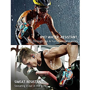 AMINY U-King True Wireless Earbuds Waterproof IPX7 Bluetooth Earbuds Wireless Headphones Bluetooth Headphones,HiFi 5.0 Wireless Earbuds 120Hrs Playing Time with Charging Case-Fireworks