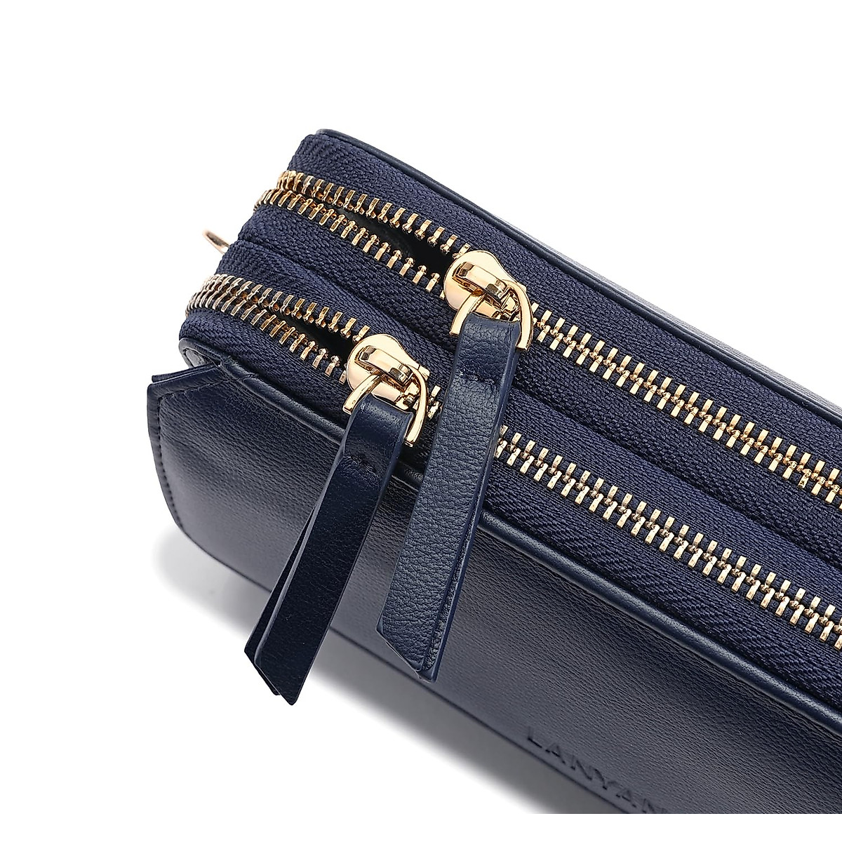 Women Crossbody Wallet RFID Blocking Cell Phone wristlet Purse with shoulder strap small crossbody bag (Navy blue)