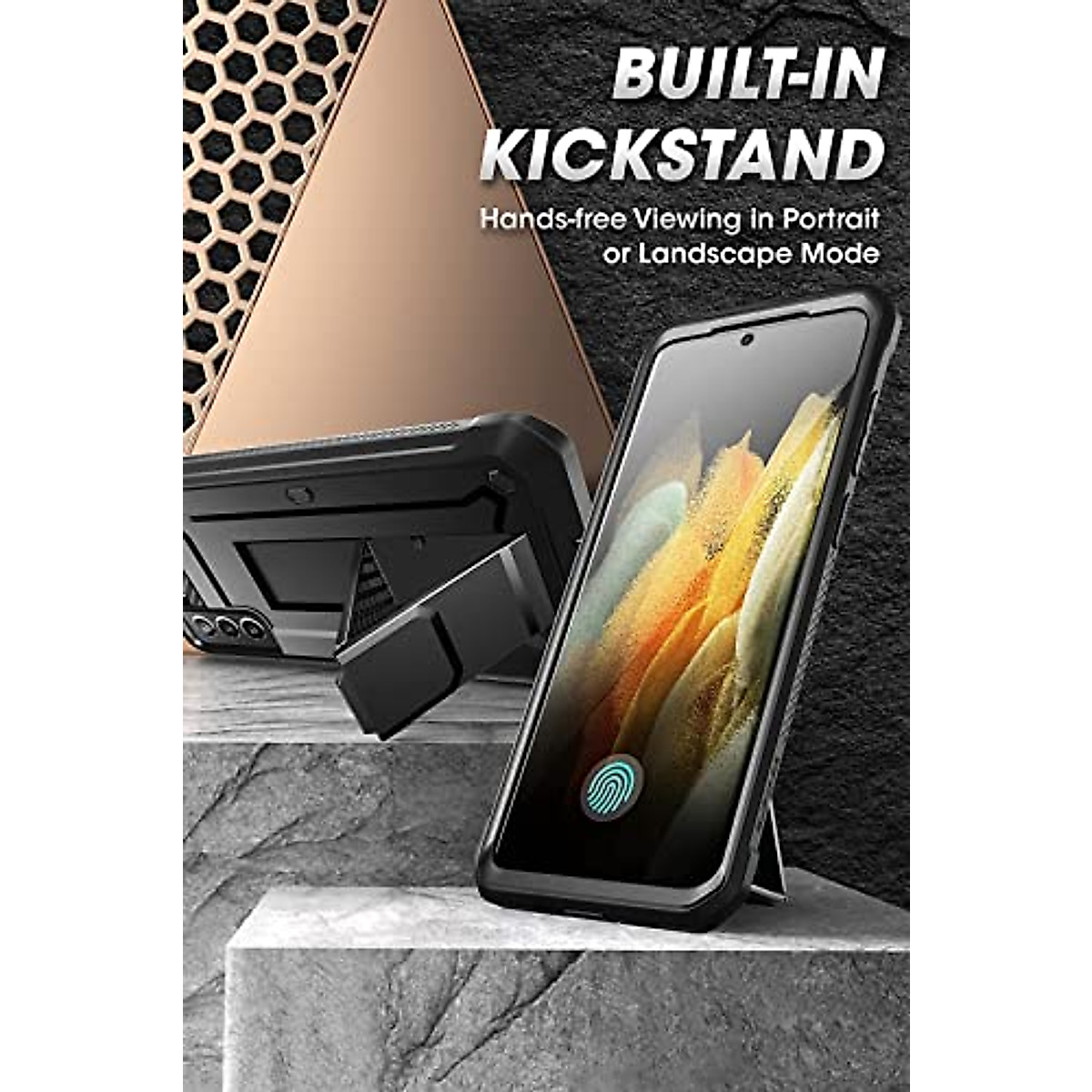 SUPCASE Unicorn Beetle Pro Series Case Designed for Samsung Galaxy S21 FE 5G (2022 Release), Full-Body Dual Layer Rugged Holster & Kickstand Case with Built-in Screen Protector (Black)