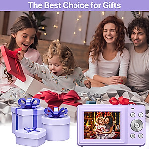 AUTPIRLF Digital Camera for Kids, 1080P Mini with Lanyard 44MP Point and Shoot Camera, Anti-Shake Vlogging 16X Zoom, Small Boys Girls Teens Students(Purple) (DC403)