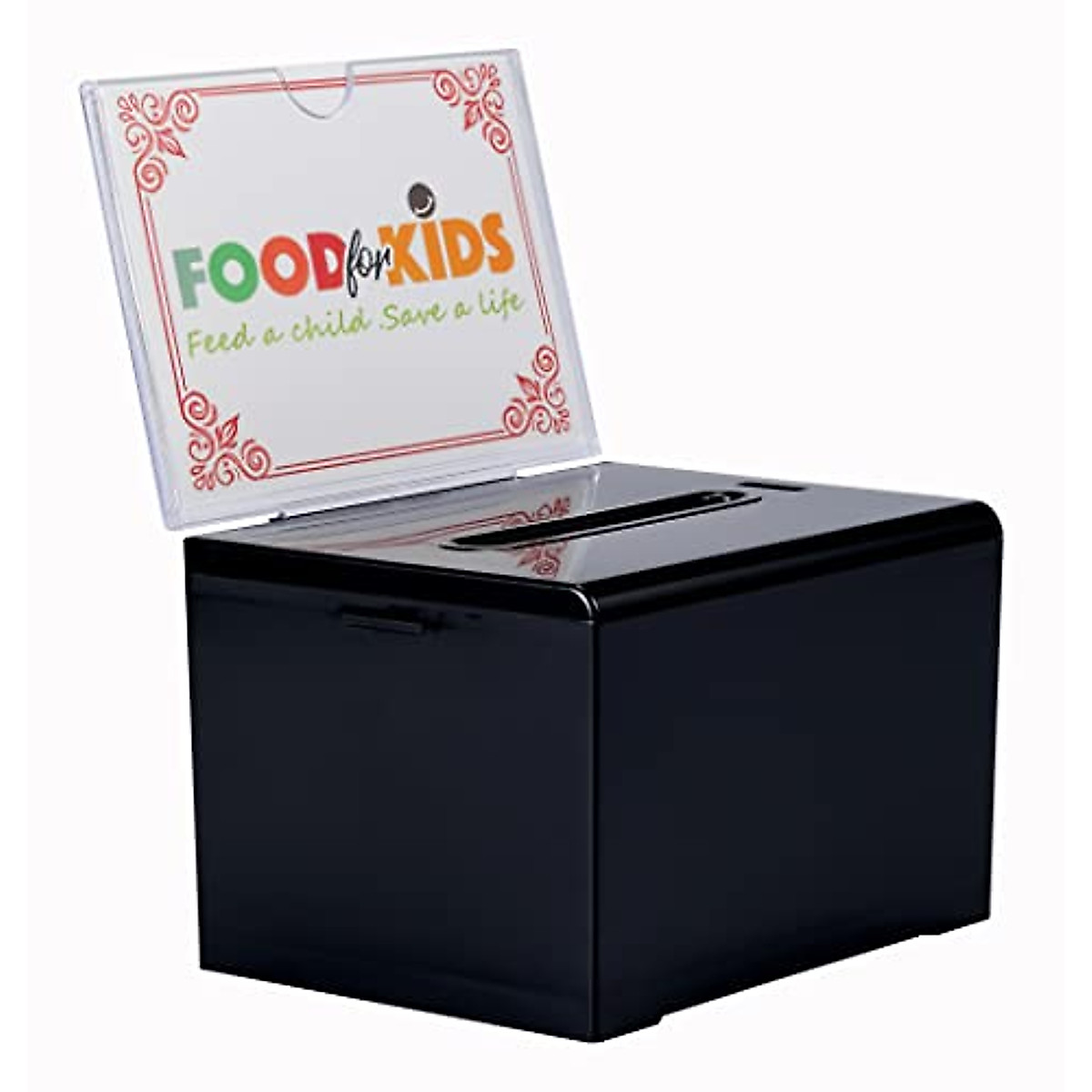 Adir Acrylic Donation Ballot Box with Lock - Secure and Safe Suggestion Box Great for Business Cards (6.25" x 4.5" x 4") Black