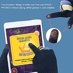 kimmyku Winter Gloves For Toddlers Kids Boy Girls ，3Pairs Toddler Kids Gloves Winter Mittens Full Finger Children Thermal Warm Knit Gloves 2-4-5-6-7-12years