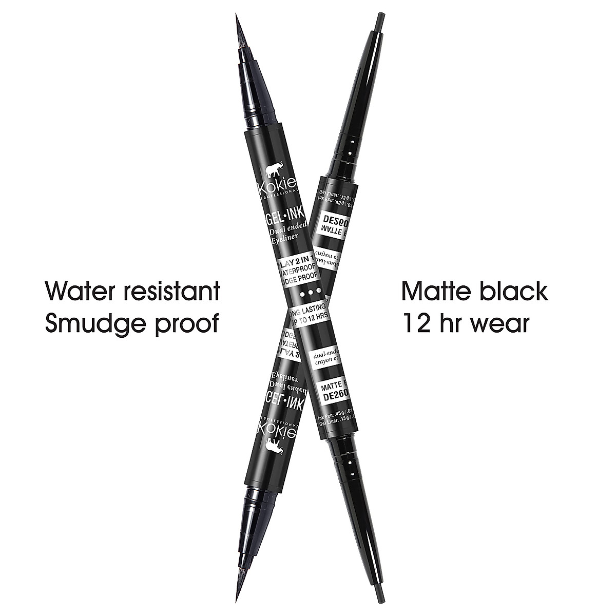 Kokie Gel Ink Dual Ended Eyeliner (Matte Black)
