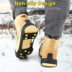 Xproutdoor Ice Cleats Snow Grips, Non-Slip Traction Crampons 10 Steel Studs with Extra 20 Replacement Studs, for Shoes/Boots, Snow Ice Walking, Small