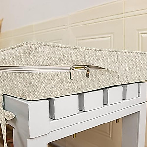 ROFIELTY Bench Cushion Double Piping Bench Cushions for Indoor Furniture with Adjustable Straps Window Seat Cushions Indoor Piano Bench Cushions (45x18x3, Cream Color)