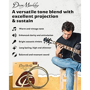 Dean Markley Signature Vintage Bronze Acoustic Guitar Strings 6 String Set, 12-54 Acoustic Guitar Strings Medium Light, Precision Wound Guitar Strings Acoustic with Superior Tone Quality, Made in USA