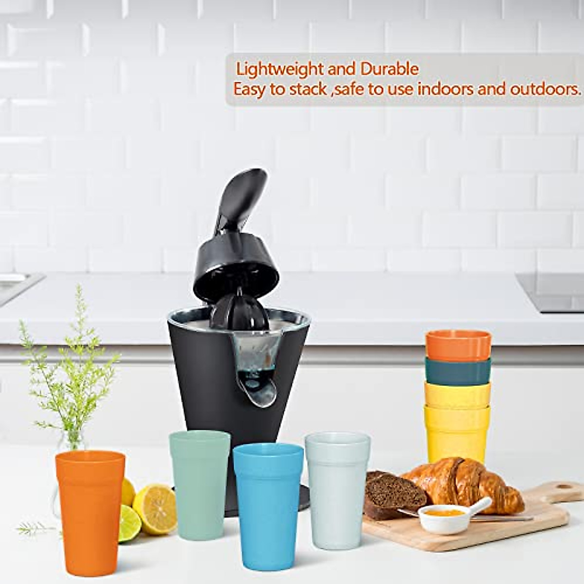 Homestockplus 【Set of 8】 20 Oz Tumbler Cups,Unbreakable Drinking Cups Microwave and Dishwasher Safe BPA Free E-Co Friendly Reusable Cup For Smoothies,Water