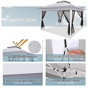 COBIZI 12x12 Pop up Gazebo on Clearance with Mosquito Netting,carpas para Patio Deals,Outdoor Canopy Tent with Portable Carrying Bag, Patio Gazebo for Garden Backyard, Lawn & Beach,Grey