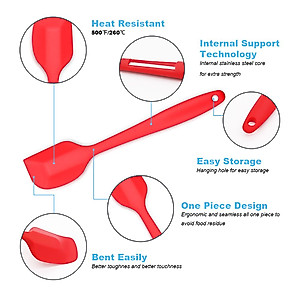 Silicone Spatula 4-piece Set, Heat-Resistant Spatulas, Non-stick Rubber Spatulas with Stainless Steel Core