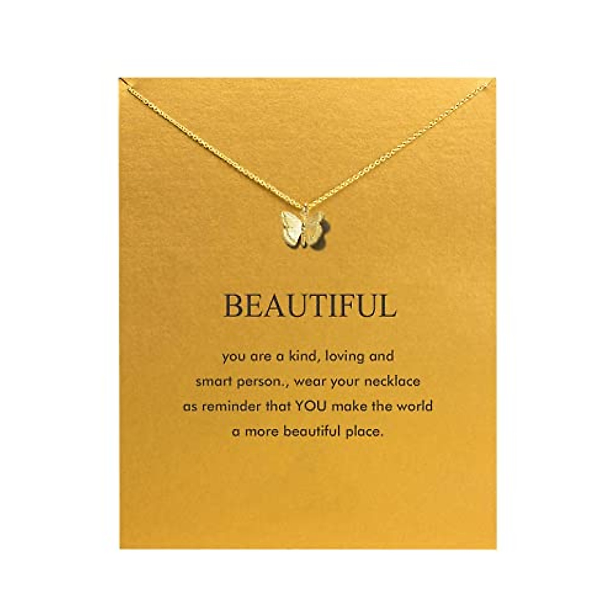 Hundred River Friendship Anchor Compass Necklace Good Luck Elephant Pendant Chain Necklace with Message Card (gold butterfly)