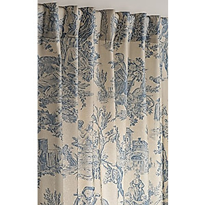 Maison d'Hermine Curtains for Living Room 100% Cotton 96 inch Length One Panel Window Toile Curtains for Bedroom with Loop & Rod Pockets - The Miller Blue, 50" W x 96" L